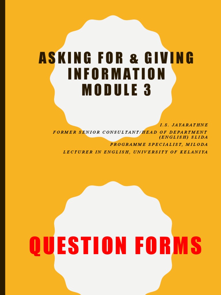 Lesson 3 - Question Forms | PDF | Question | Syntax