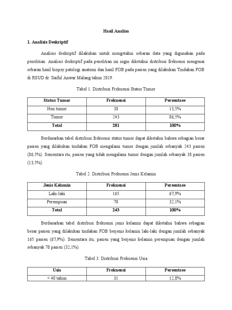 Analisis Frekuensi Hasil FOB 2019 Malang | PDF