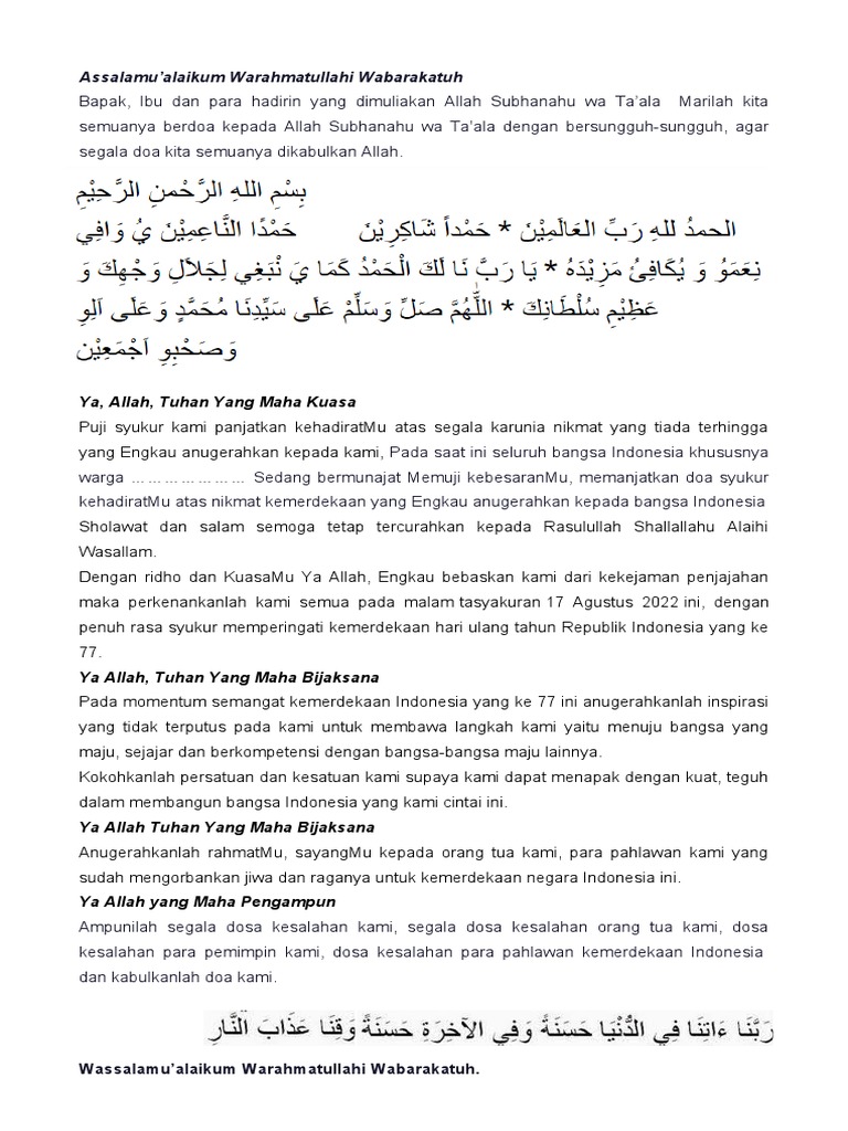 Doa Malam Kemerdekaan | PDF