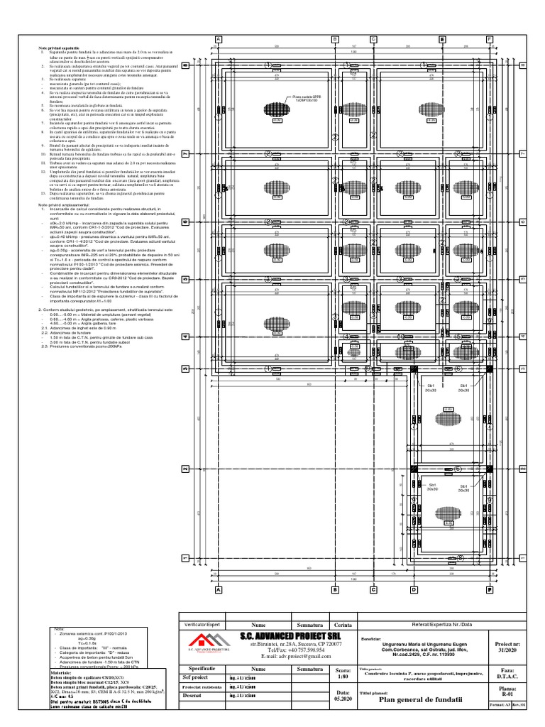 R01 Plan Fundatii | PDF