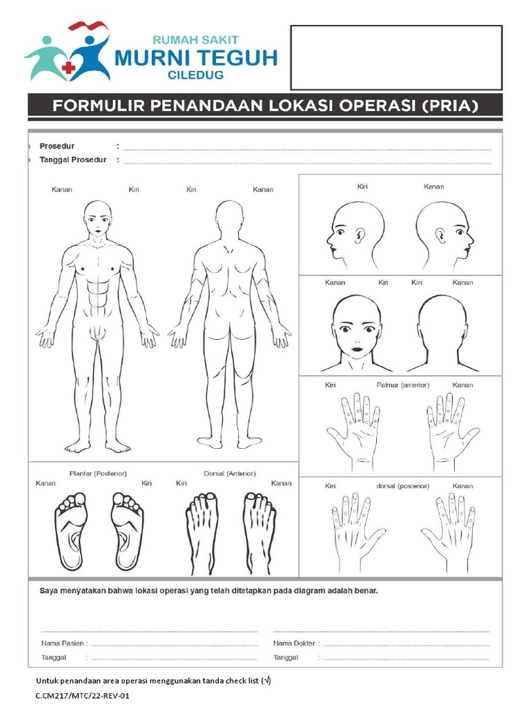 Form Penandaan Lokasi Operasi (Pria.) | PDF