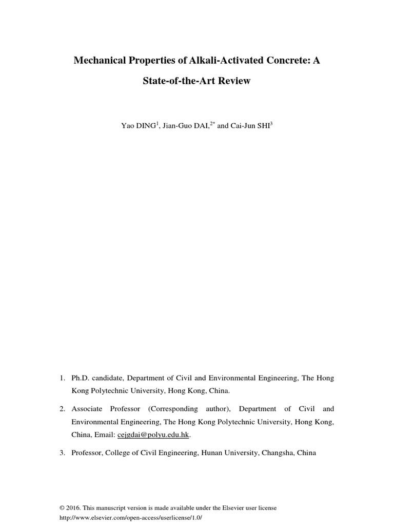 Alkali Activated Concrete | PDF | Concrete | Strength Of Materials