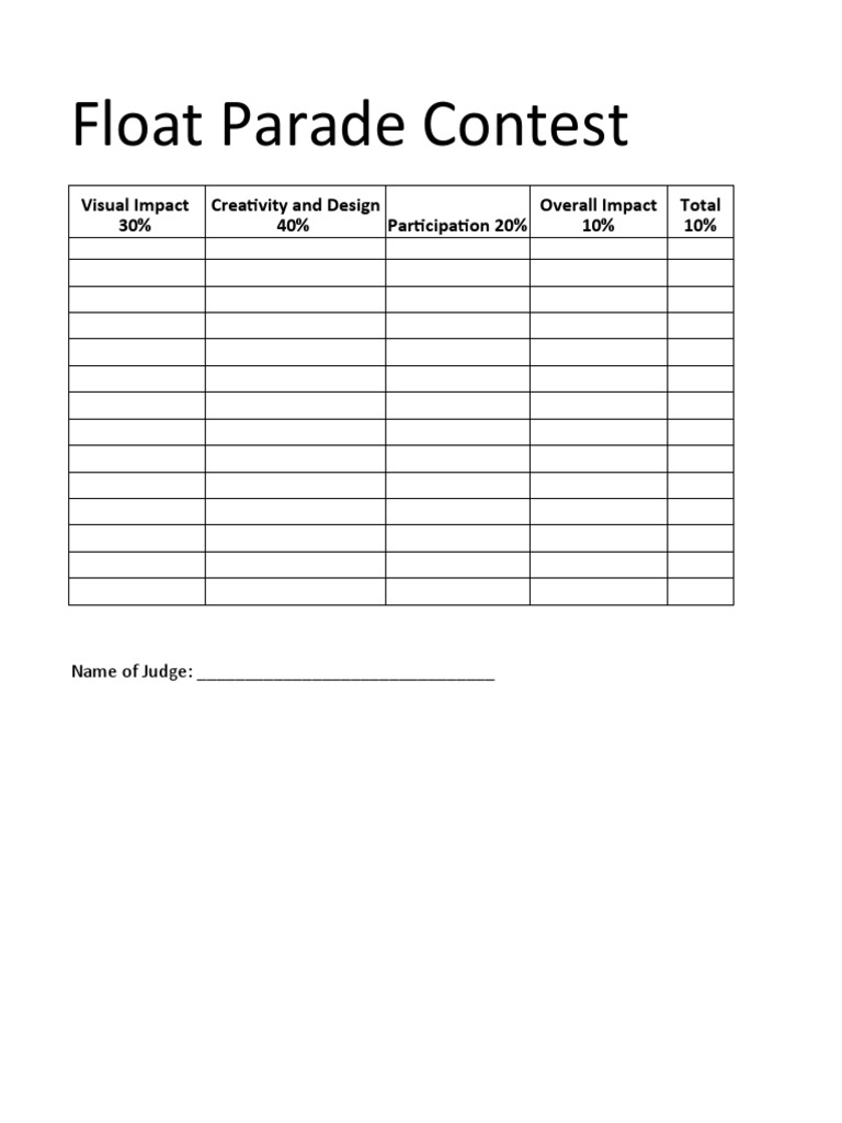 Criteria For Float Parade Contest | PDF