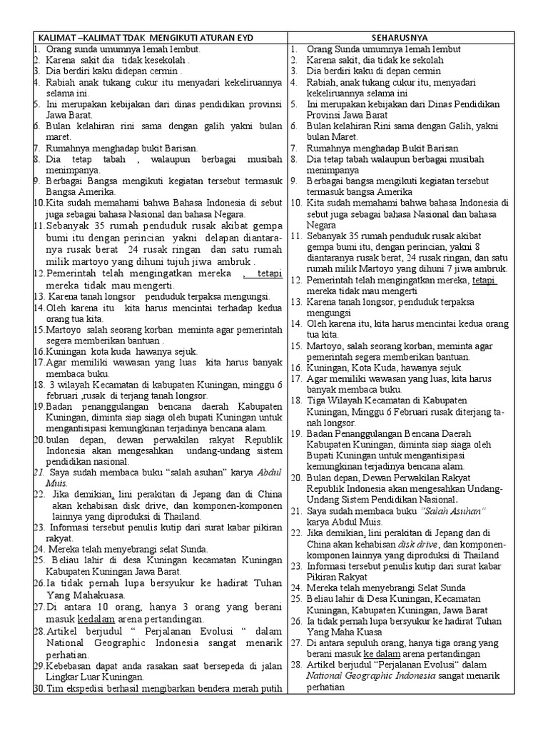 Latihan Eyd & Kalimat Efektif | PDF