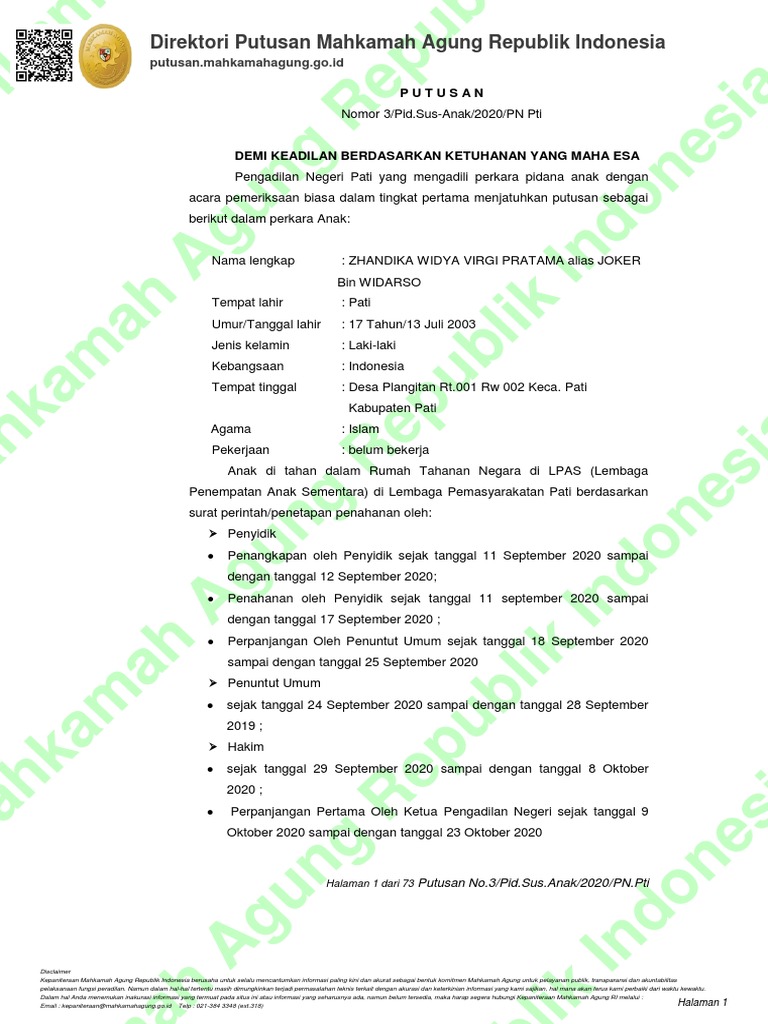 Putusan 3 Pid - Sus-Anak 2020 PN Pti 20210327 | PDF