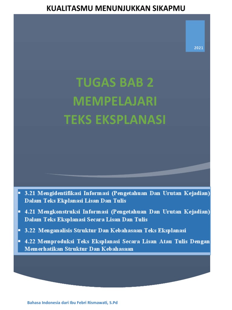 Tugas Bab 2 Teks Eksplanasi Kelas Xi | PDF