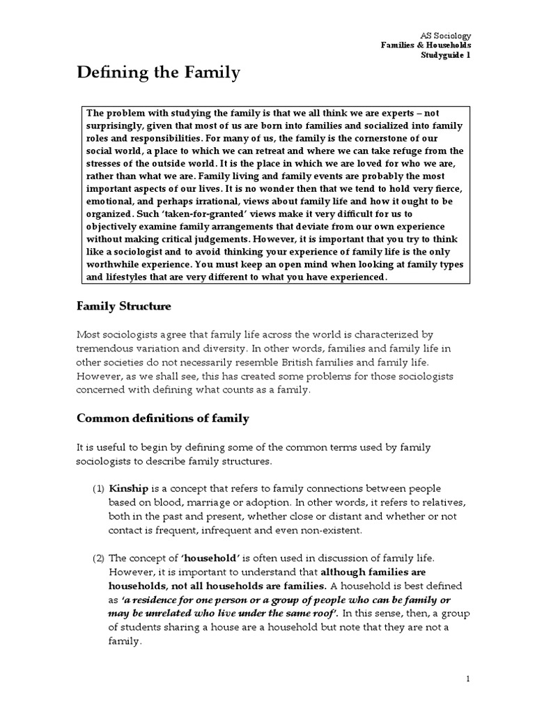 DefiningFamily Study Guide | Download Free PDF | Family | Sociology