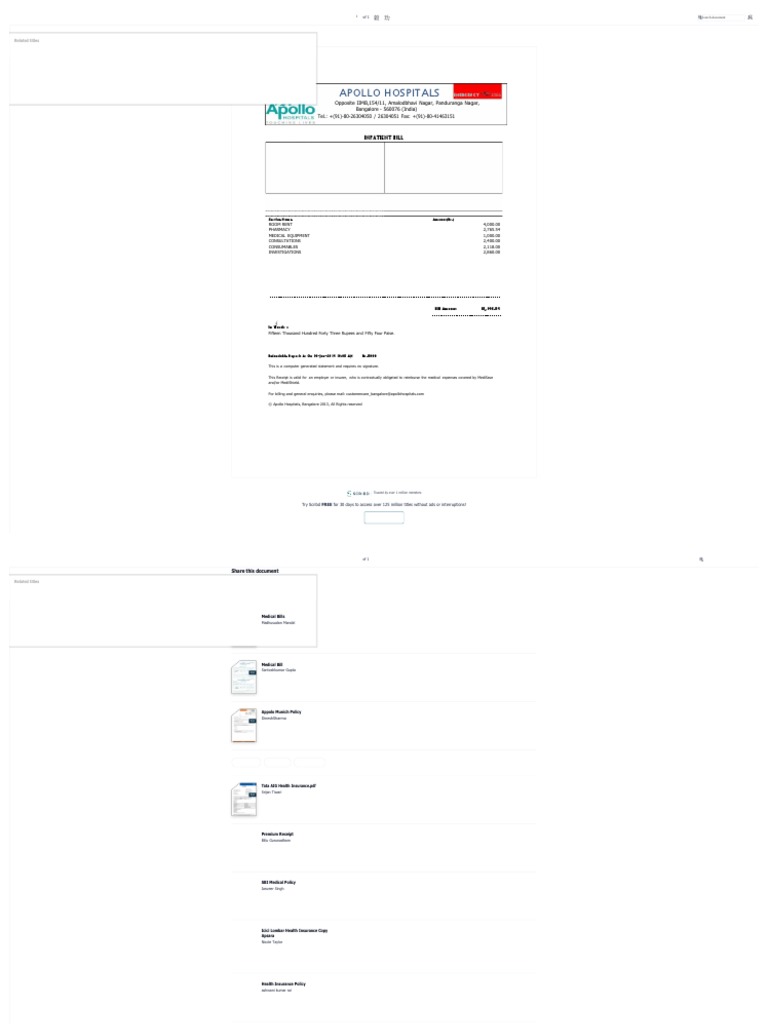 Medical Bill - PDF | Download Free PDF | Insurance | Service Industries