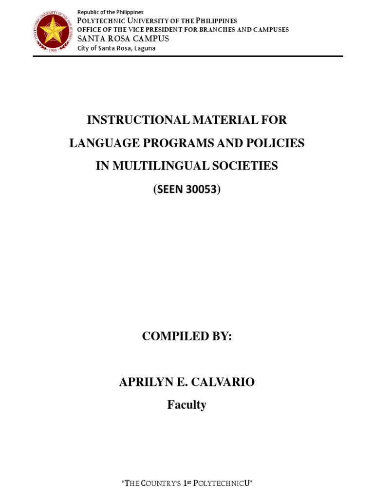 Understanding Key Concepts in Language Programs and Policies: Bilingualism, Multilingualism, and ...