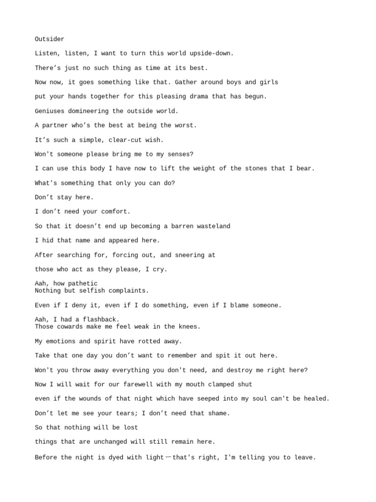 Outsider Lyrics by Eve | PDF