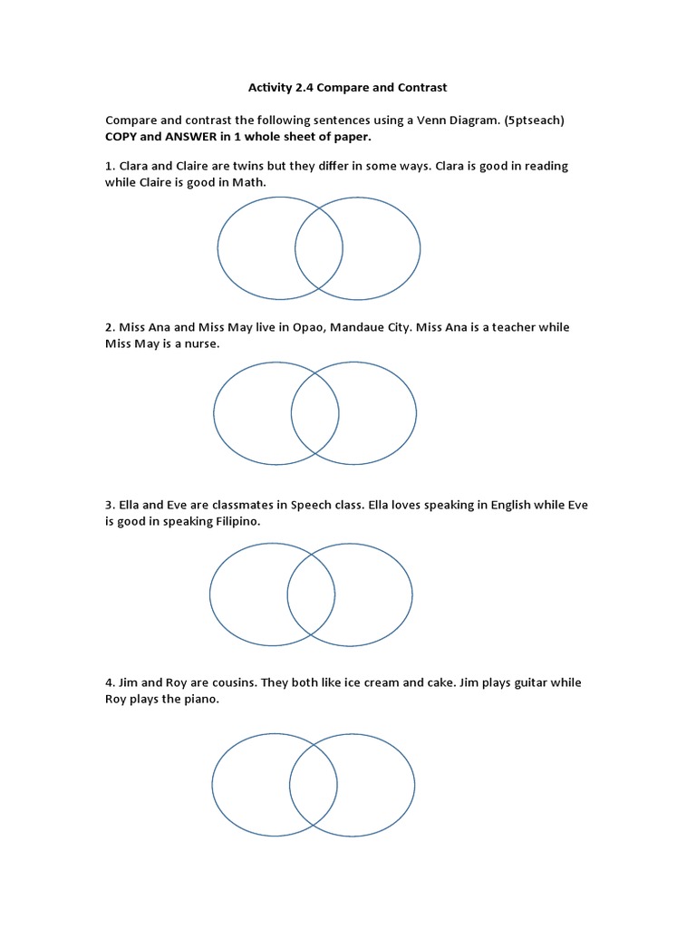 Activity 2.5 Compare and Contrast | PDF