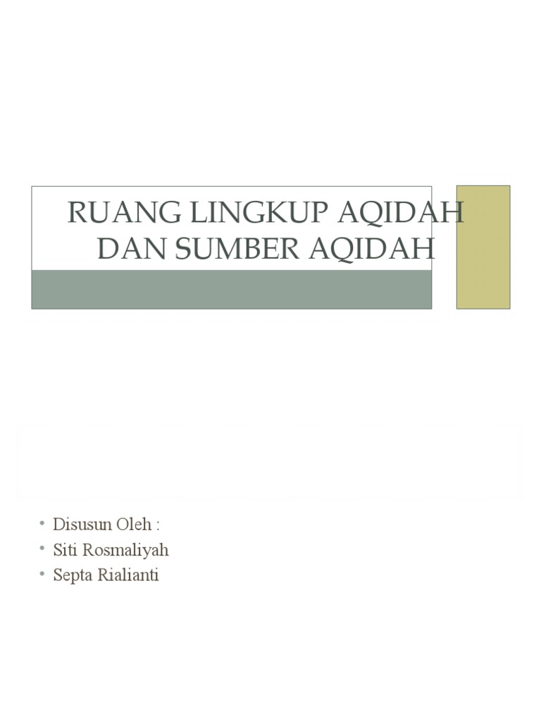 Ruang Lingkup dan Sumber Aqidah Islam | PDF | Agama & Spiritualitas