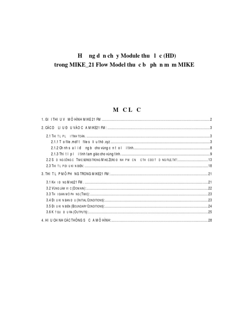 trong MIKE - 21 Flow Model thuộc bộ phần mềm MIKE | PDF