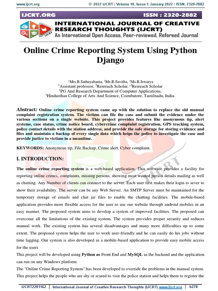 Online Crime Reporting System. | PDF | Police | Backup