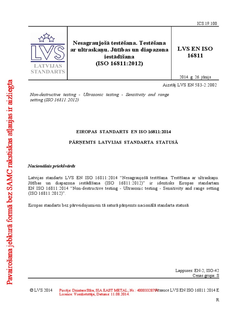 En Iso 16811 - 2014 - (En 583-2) | PDF