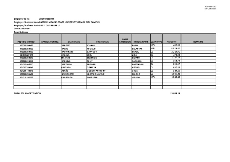 TMF382 ShortTermLoanRemittanceForm V04 | PDF | Public Finance
