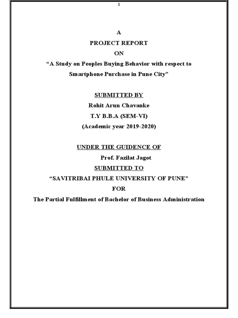 Sample Project For Bba | Download Free PDF | Smartphone | Survey Methodology