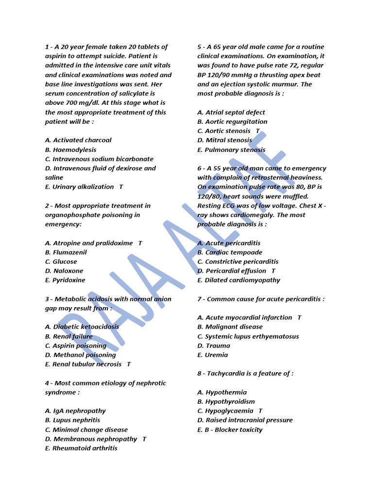 Medicine - 1 Solved BCQS Final Year MBBS Lumhs | PDF | Pneumonia | Heart