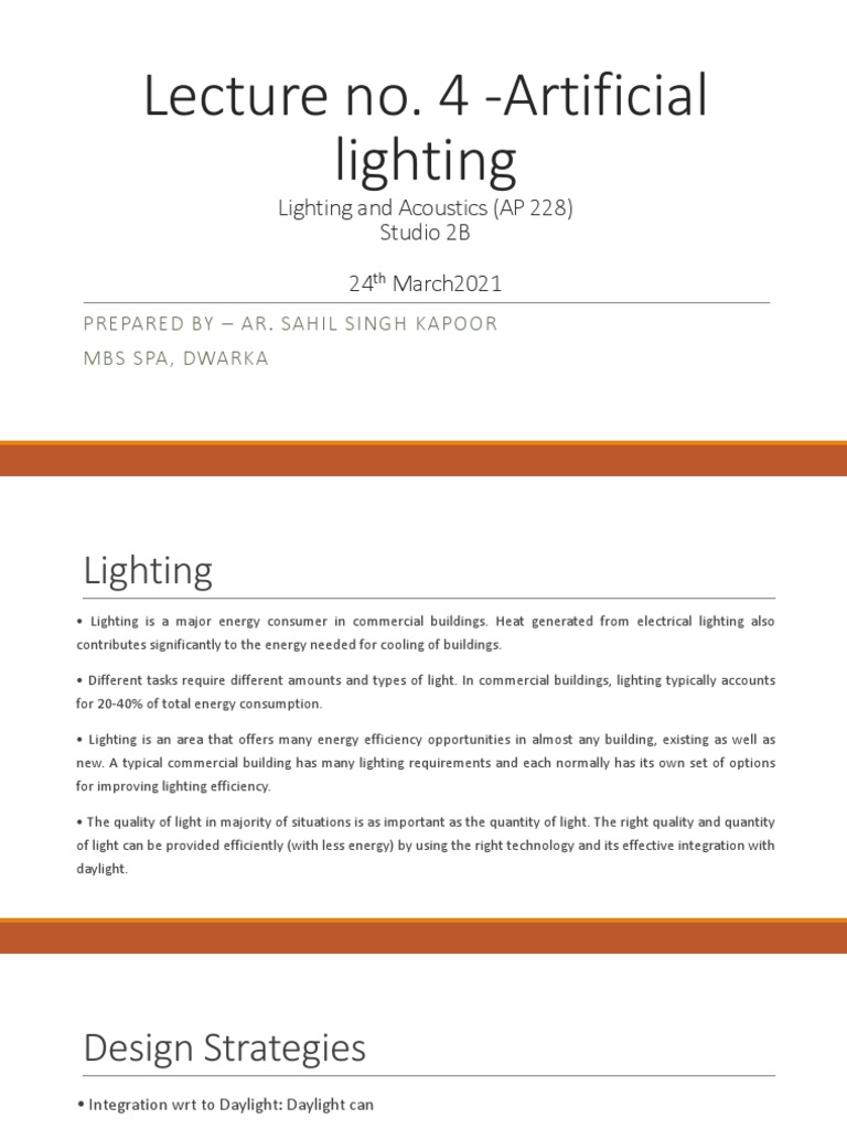 Artificial Lighting Lecture - Design Strategies, Technologies | PDF | Incandescent Light Bulb ...