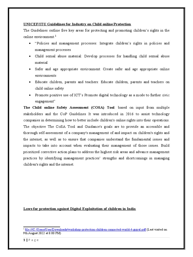 Itu Guidelines On Online Child Protection - Project | PDF | Cybercrime ...