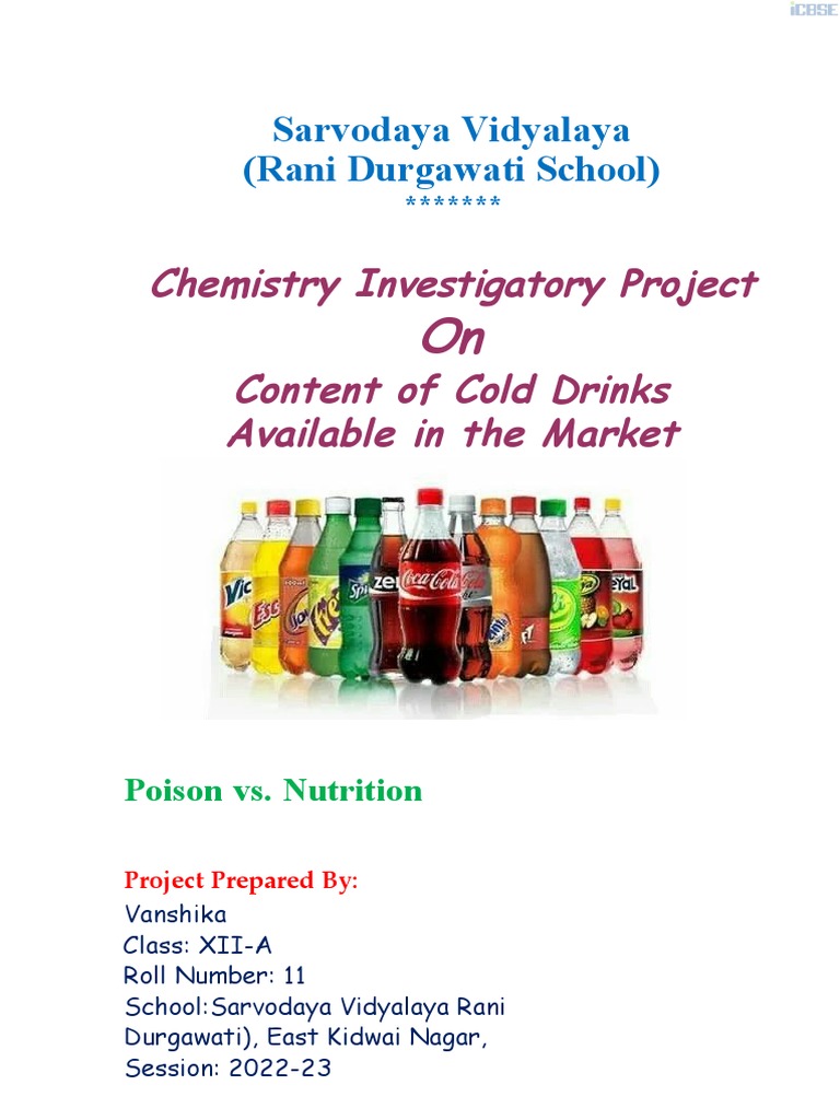 Chemistry Investigatory Project Content of Cold Drinks Available in The ...