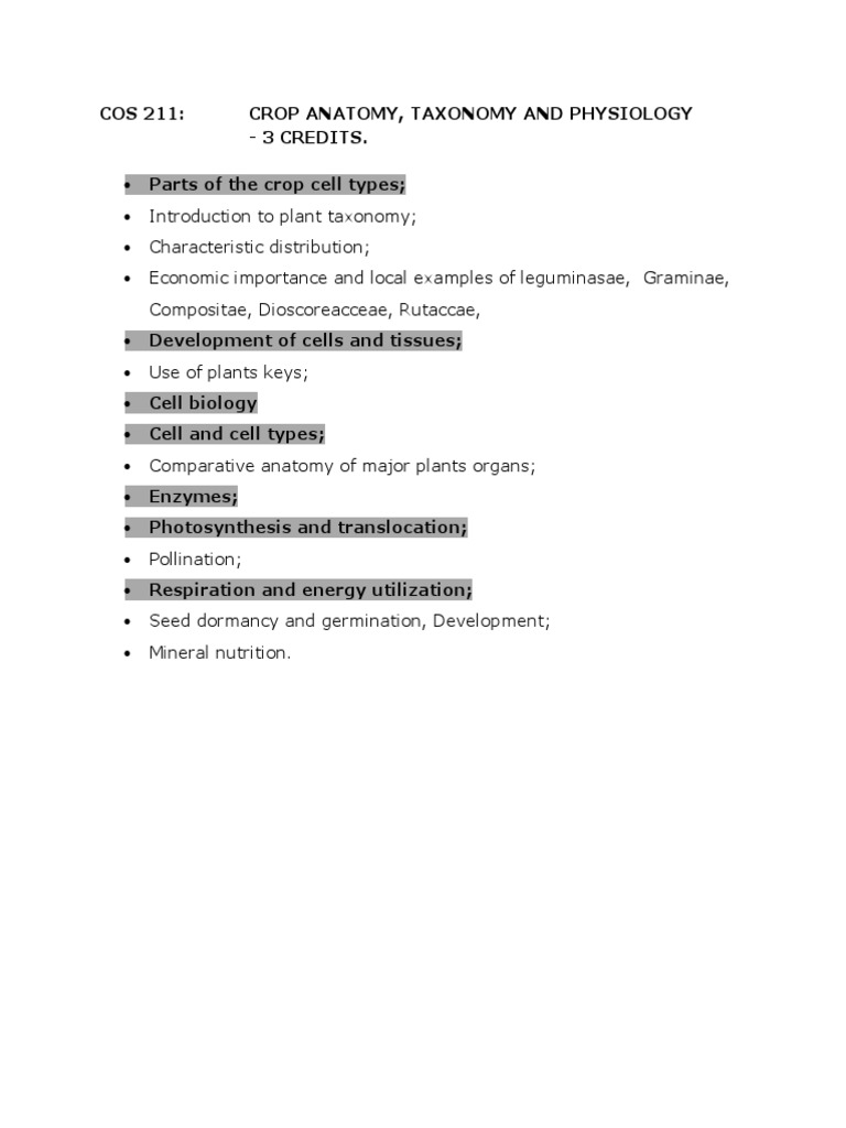 Crop Science Course Outline 2 | PDF