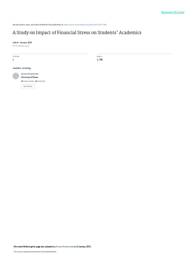 A Study On Impact of Financial Stress On Students | PDF | Errors And ...