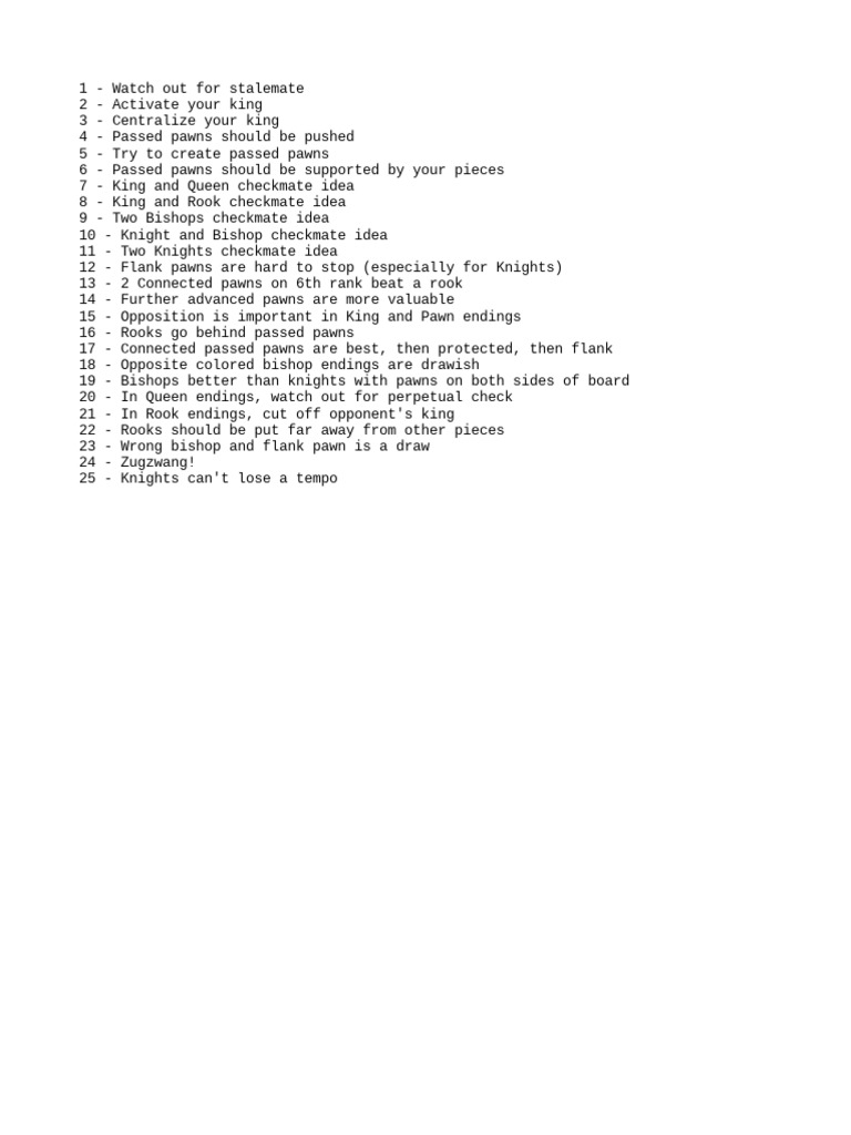 25 Endgame Chess Principles | PDF | History