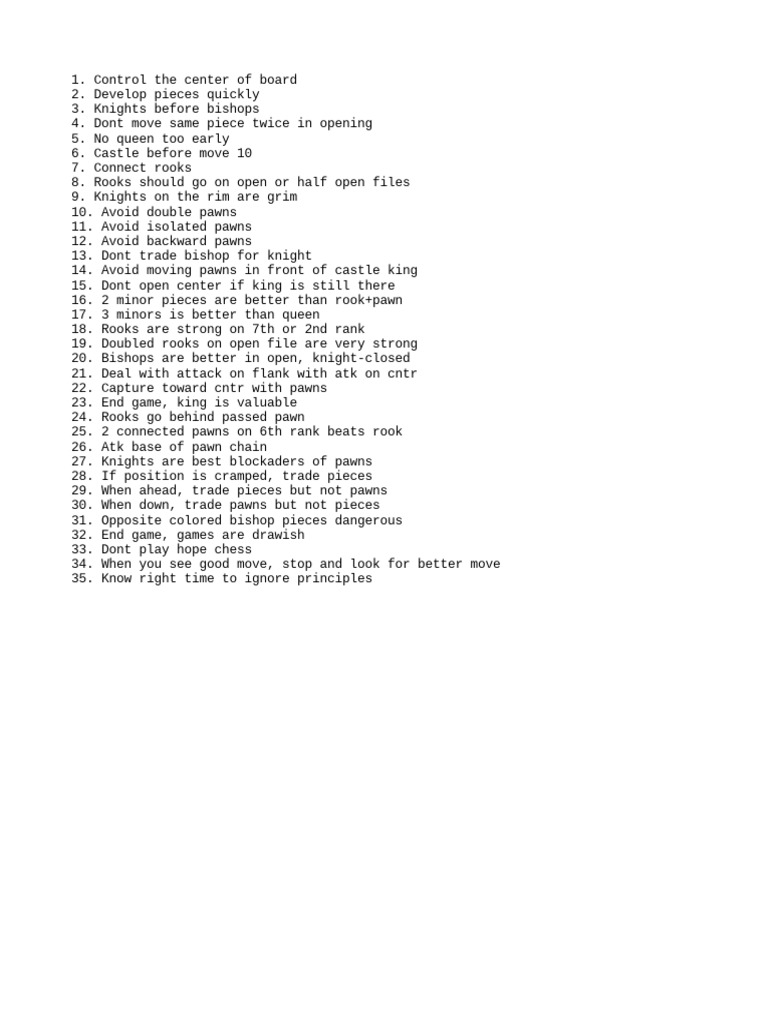 35 Principles of Chess | PDF
