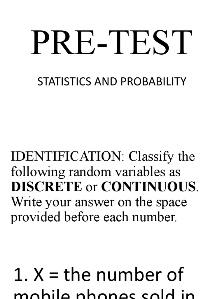 Statistics and Probability Pre-Test | PDF | Sampling (Statistics ...