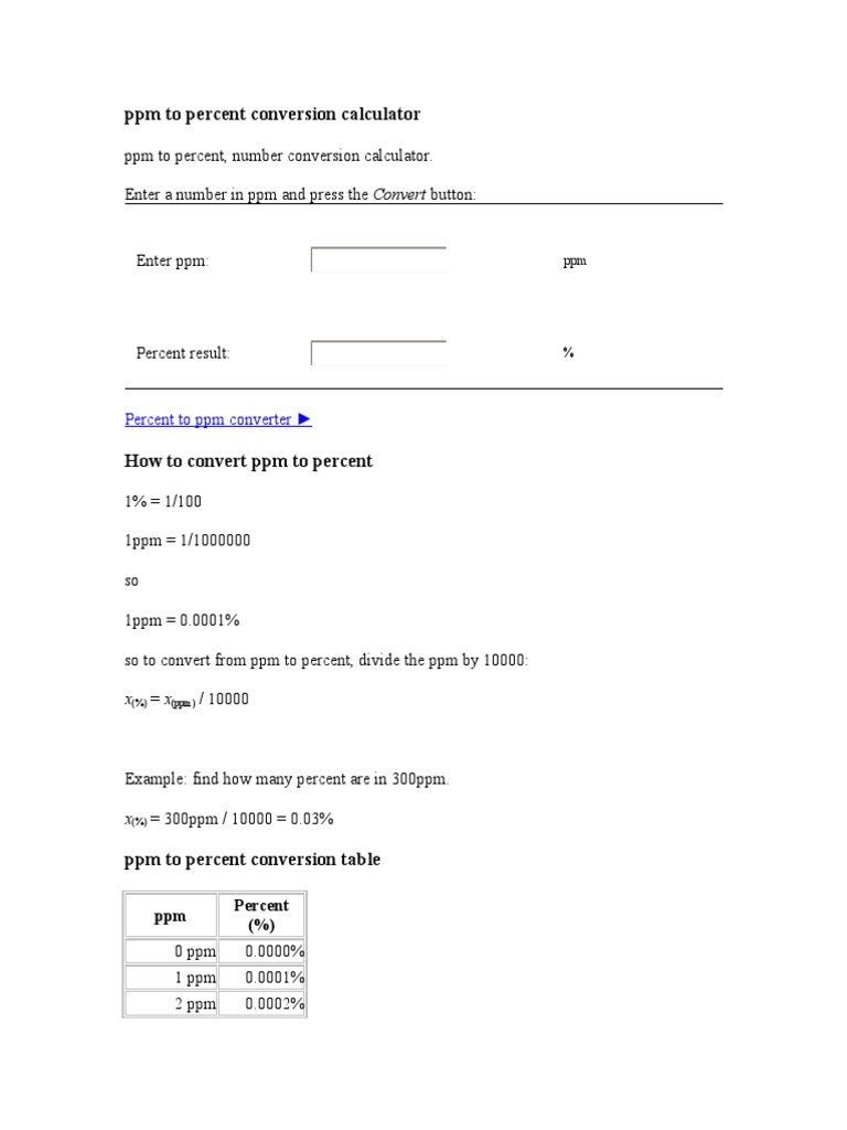 PPM to Percent Conversion Guide | PDF