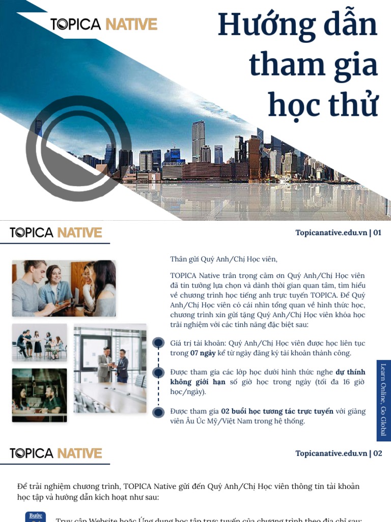 TOPICA NATIVE - HƯỚNG DẪN THAM GIA HỌC THỬver1 | PDF