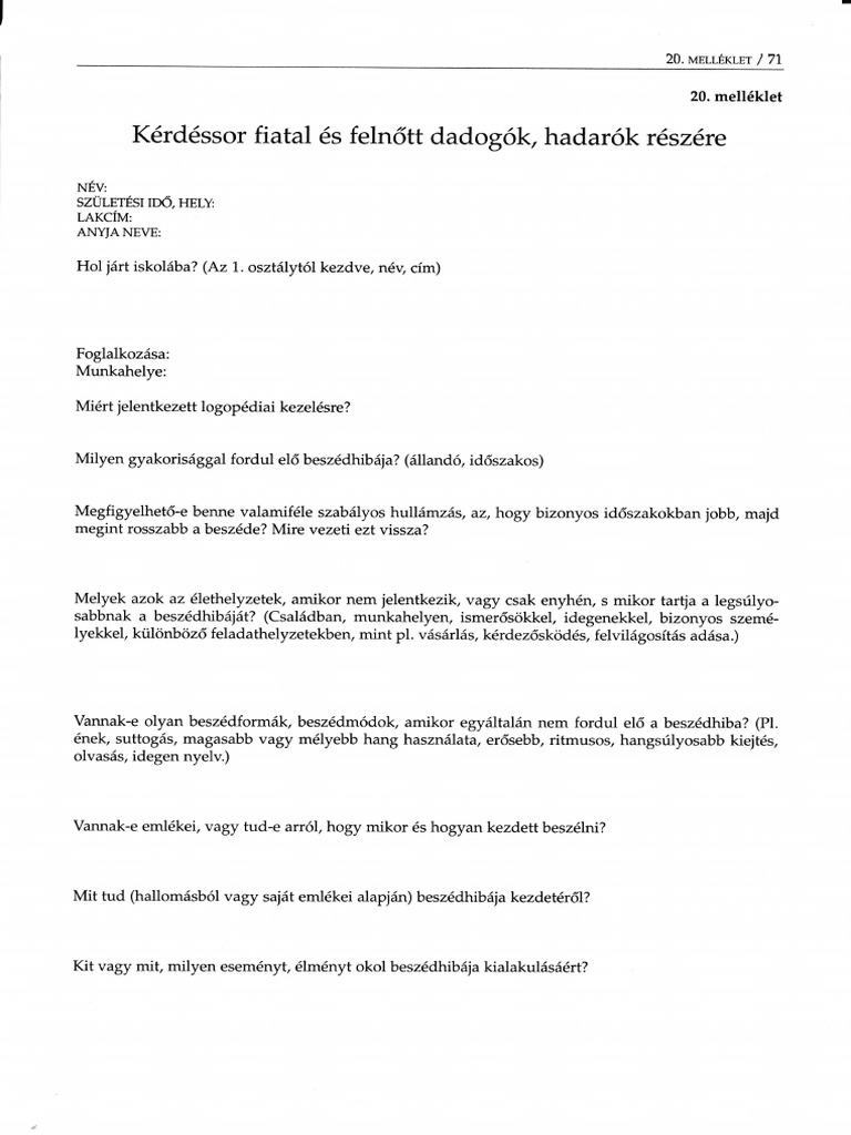 KÃ©rdÃ©ssor Fiatal Ã©s Felnå - TT Dadogã K, Hadarã K rÃ©szÃ©re | PDF