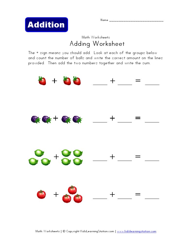 Adding Worksheet Fruit | PDF