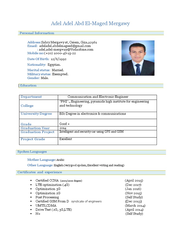 Adel Adel Abd El-Maged Mergawy (Updated CV) PDF | PDF | 3 G | 4 G