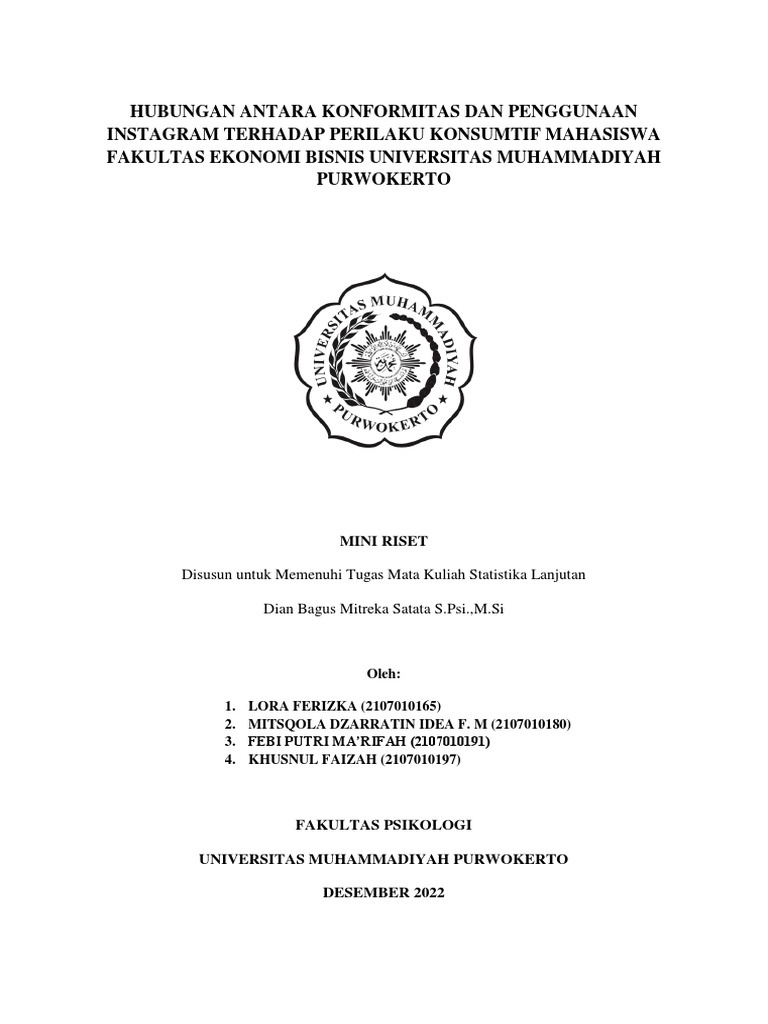 Mini Riset Hubungan Konformitas Dan Penggunaan Instagram Terhadap Perilaku Konsumtif | PDF ...