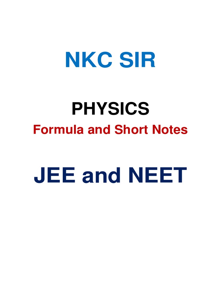 Physics Short Notes (Formula) | PDF | Thermal Conduction | Continuum ...