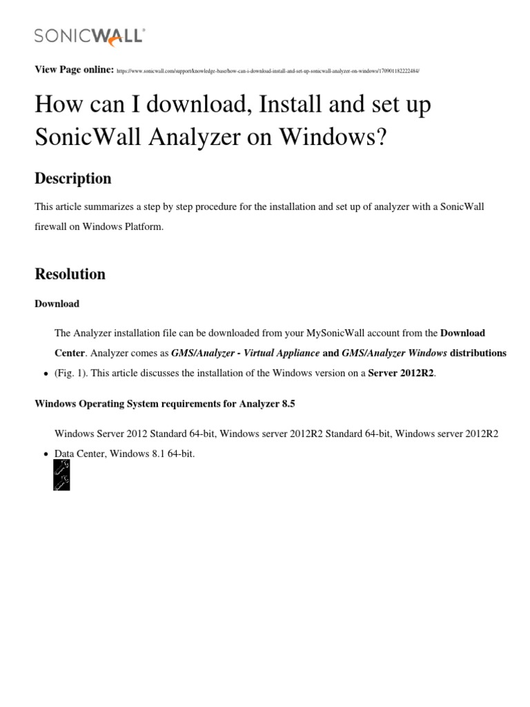 How Can I Download, Install and Set Up SonicWall Analyzer On Windows ...