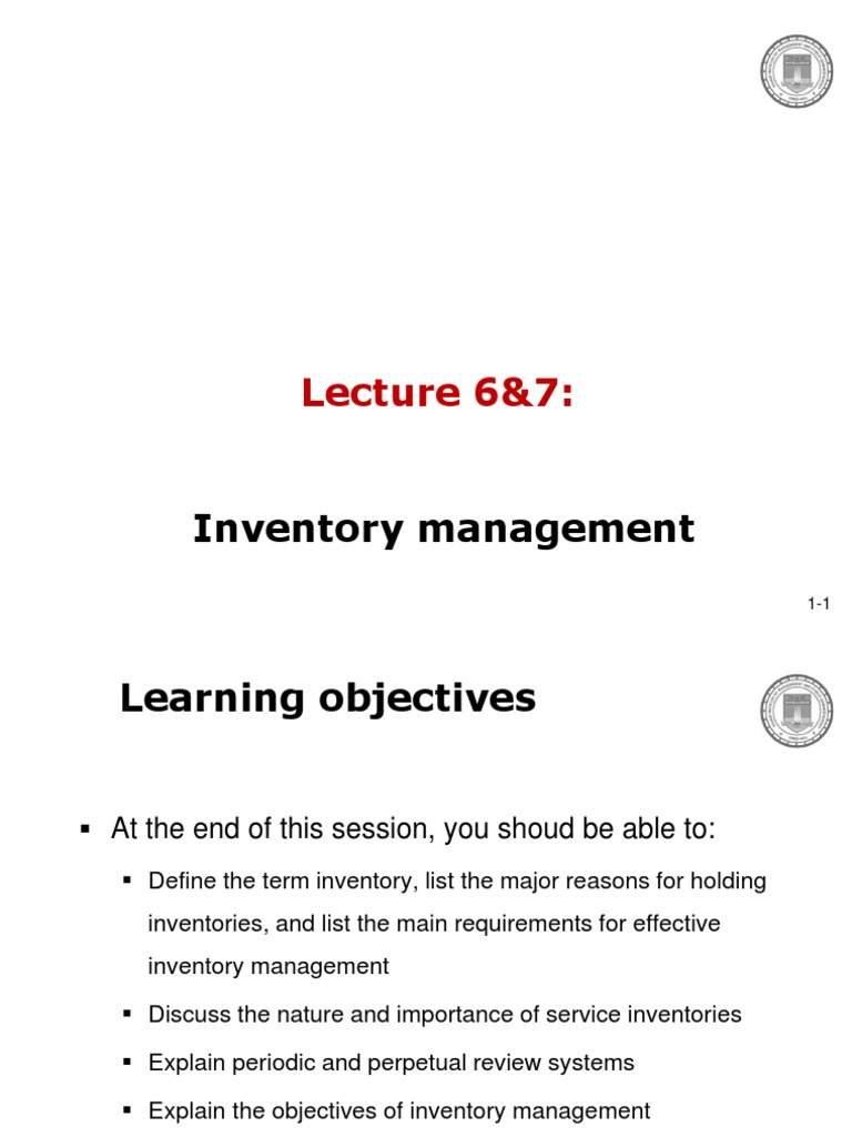 Lecture 6&7 - Inventory Management | PDF | Inventory | Business Process