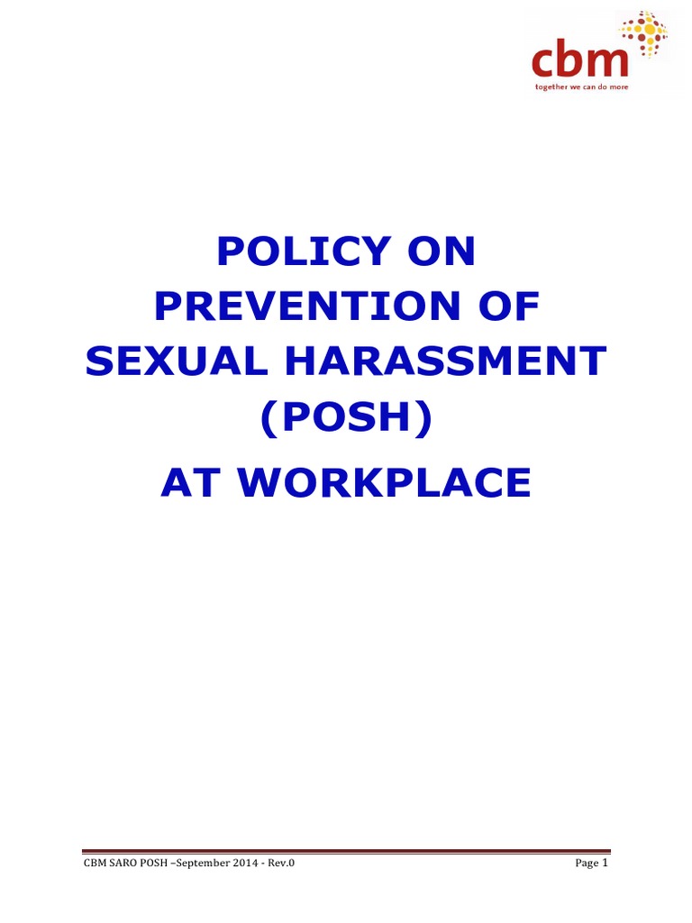 Policy POSH CBM 2014 | PDF | Sexual Harassment | International Criminal ... Policy POSH CBM 2014 | PDF | Sexual Harassment | International Criminal ...