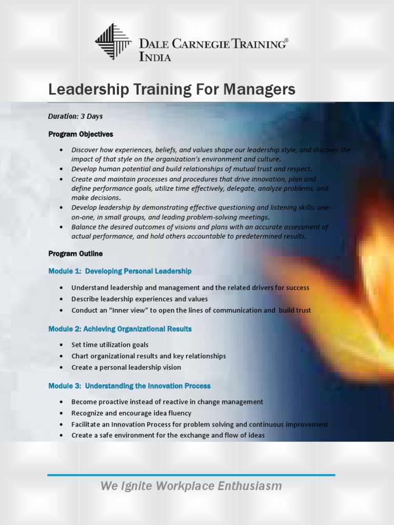 Leadership Training for Managers: 3-Day Program | PDF | Leadership ...