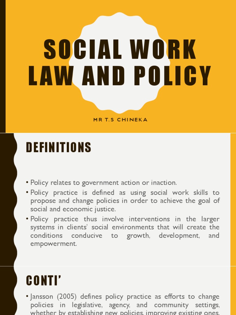 Lecture 1 Social Work Law and Policy | PDF | Social Work | Policy