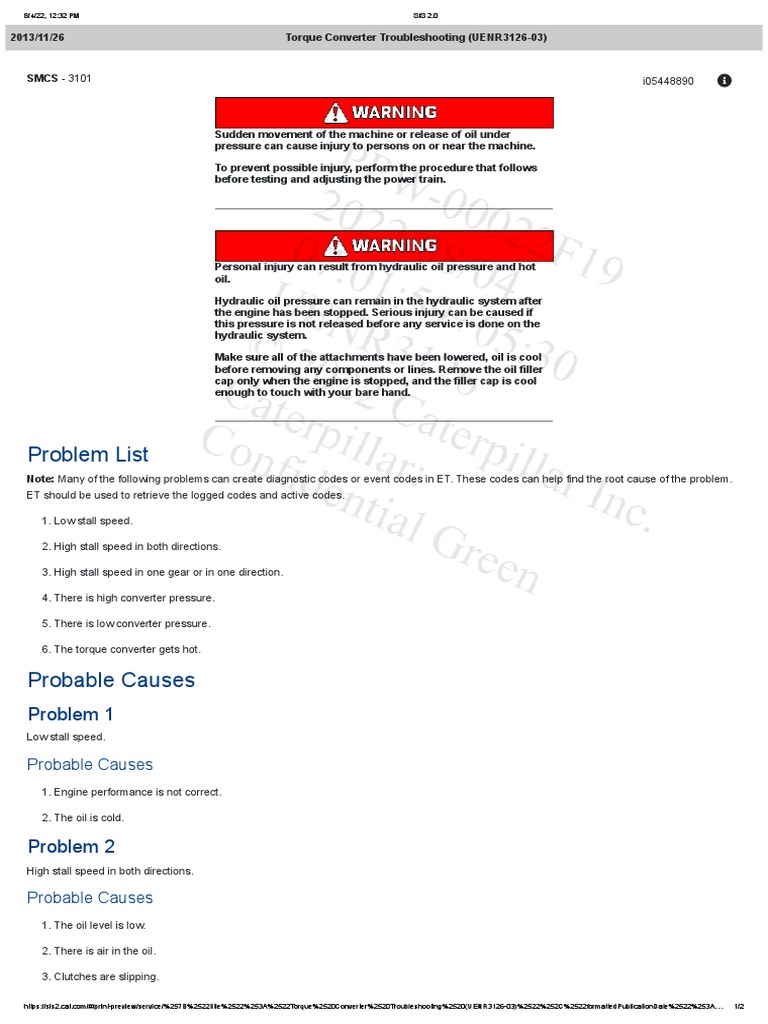 Torque Convertor Troubleshooting CAT 950GC | PDF | Clutch | Pump