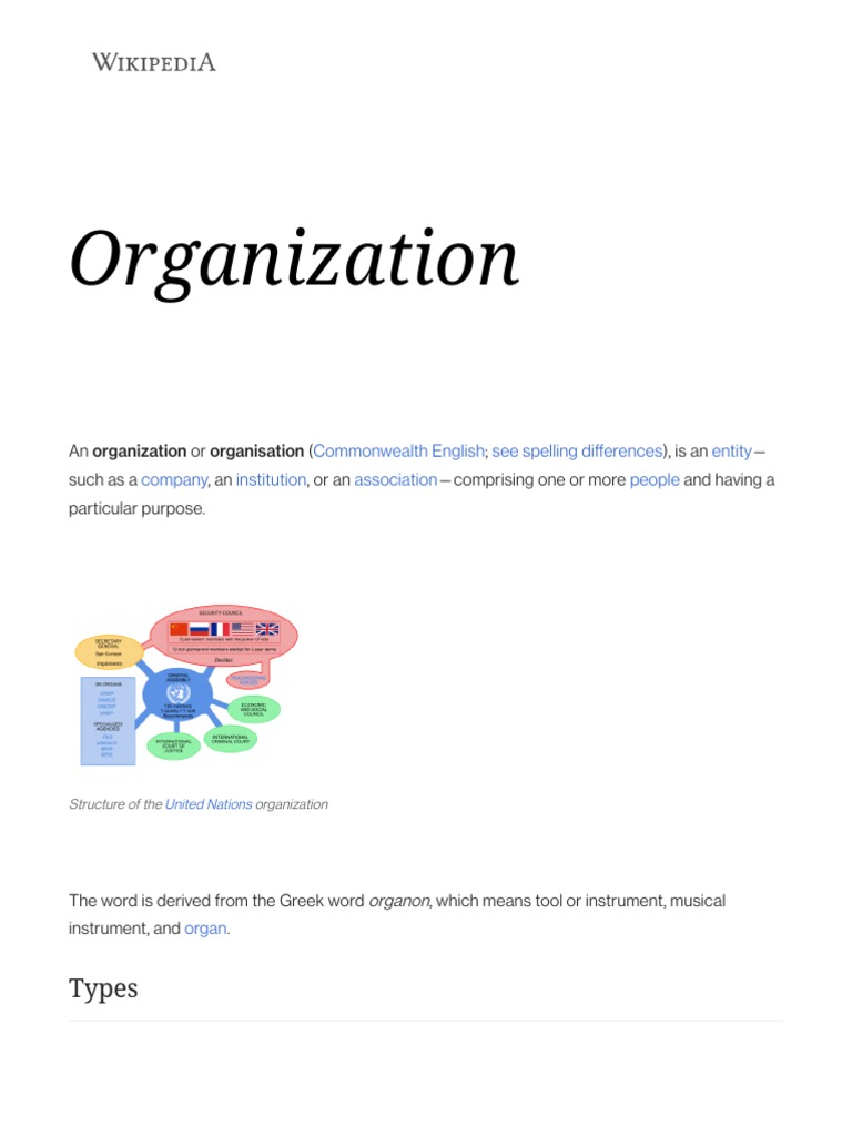Organization - Wikipedia | PDF
