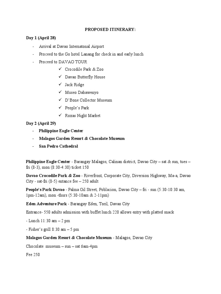 Proposed Itinerary | PDF