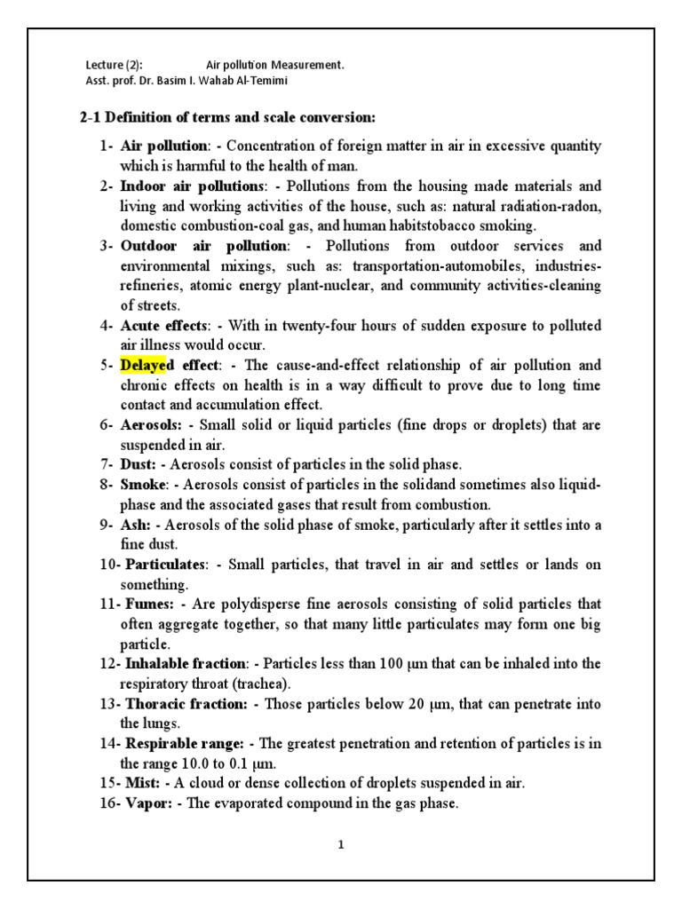 Air Pollution Measurement Units | PDF | Particulates | Parts Per Notation