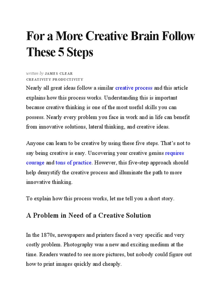For A More Creative Brain Follow These 5 Steps | PDF | Creativity | Idea