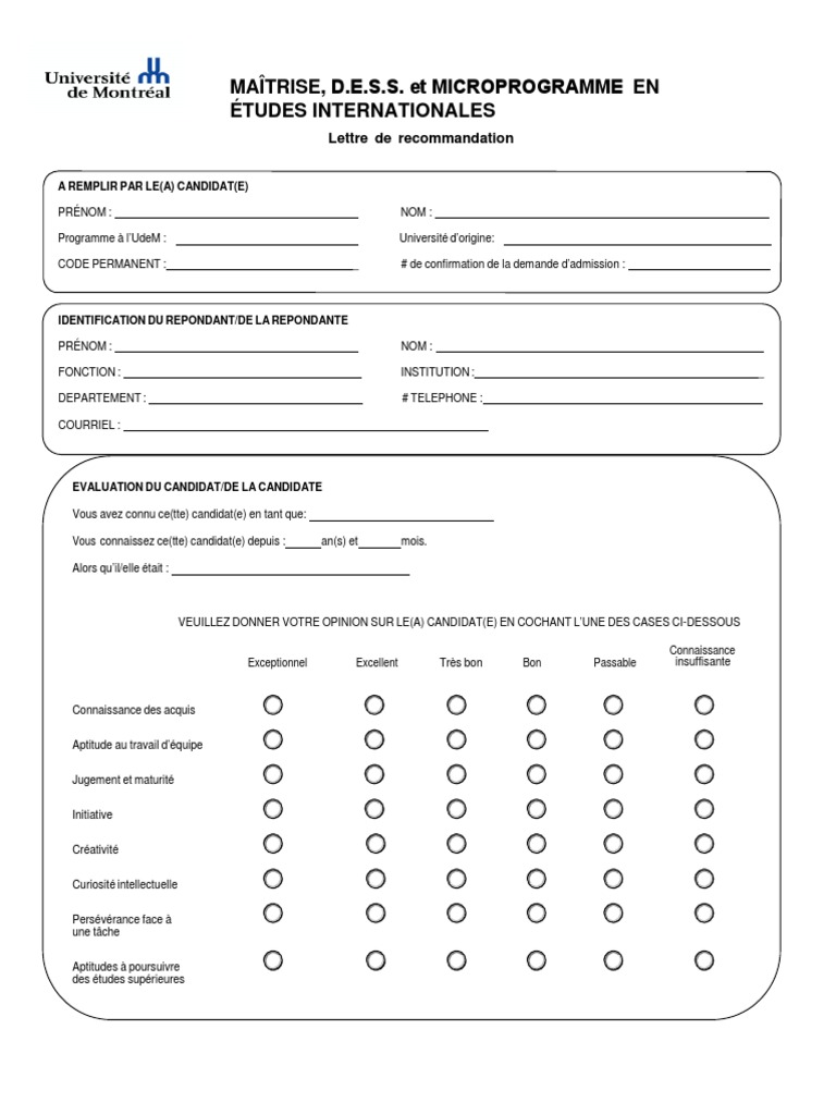 Form. Lettre Recommandation | PDF
