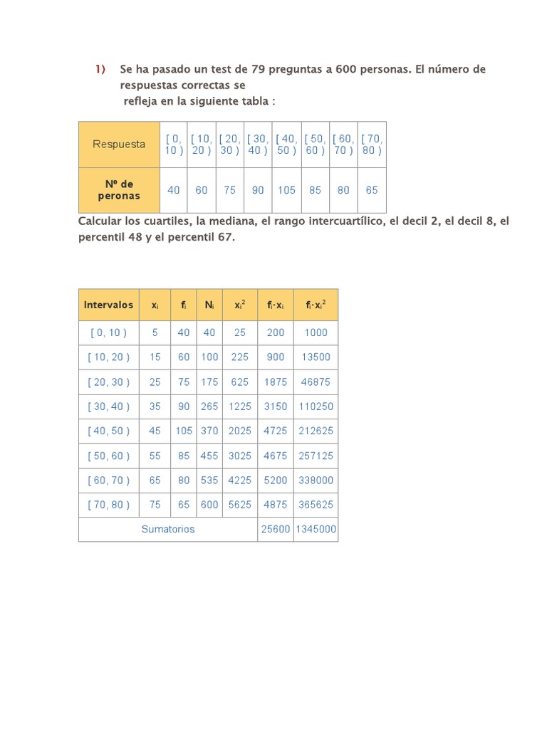 Ejercicio Cuartiles | PDF