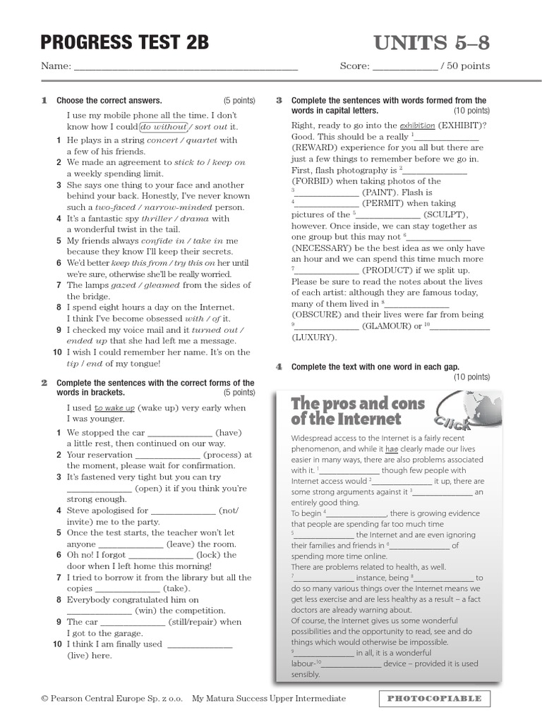 Progress Test 2B | PDF